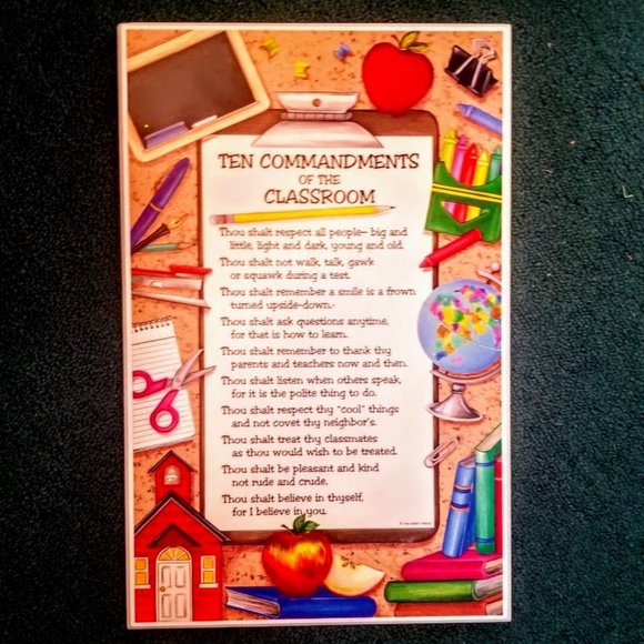 Wall Decor | Wall Art Ten Commandments Of The Classroom Size 14 X 9 ...